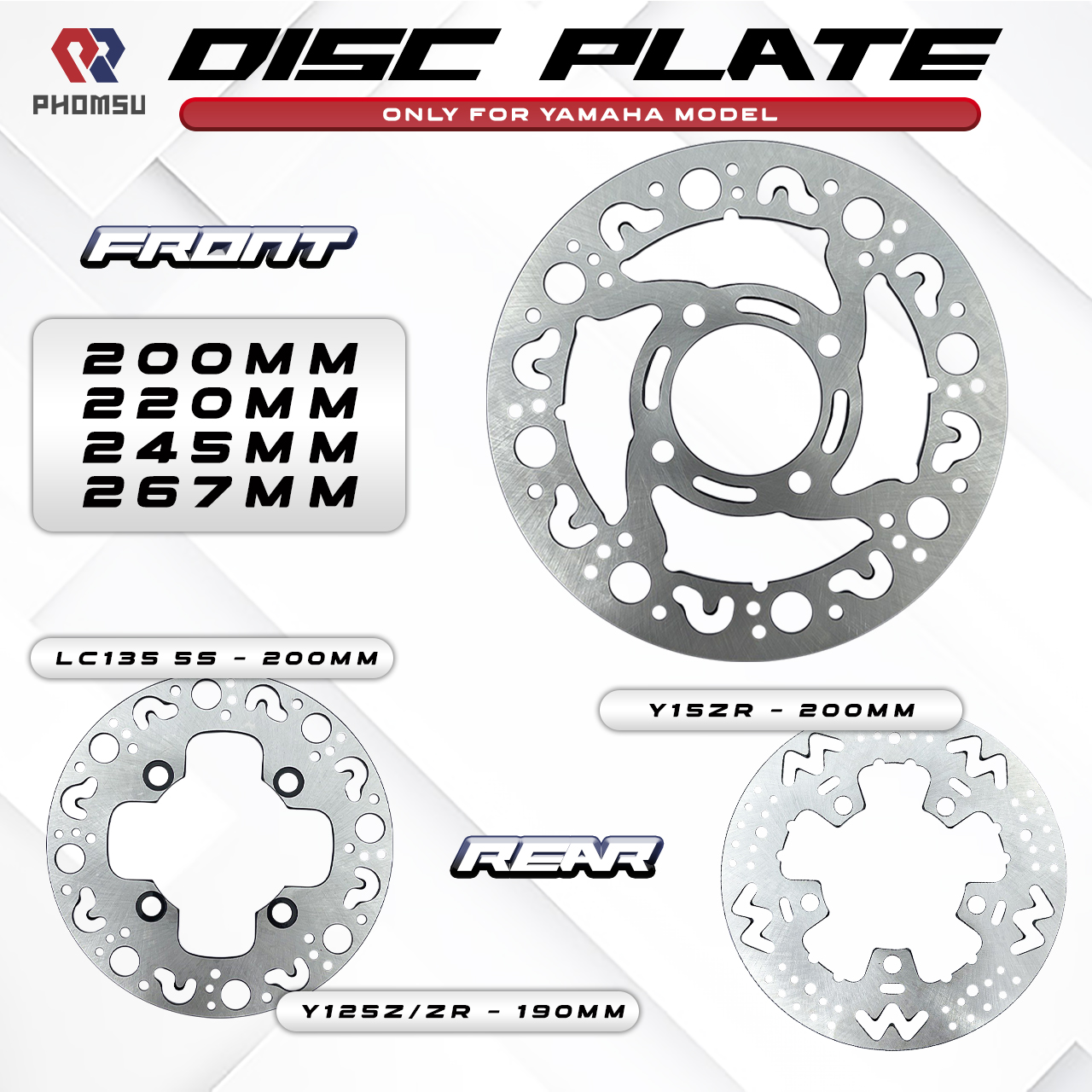 DISC PLATE THAILAND FRONT REAR YAMAHA Y15 Y16 LC135 NVX EGO NOUVO 190MM ...