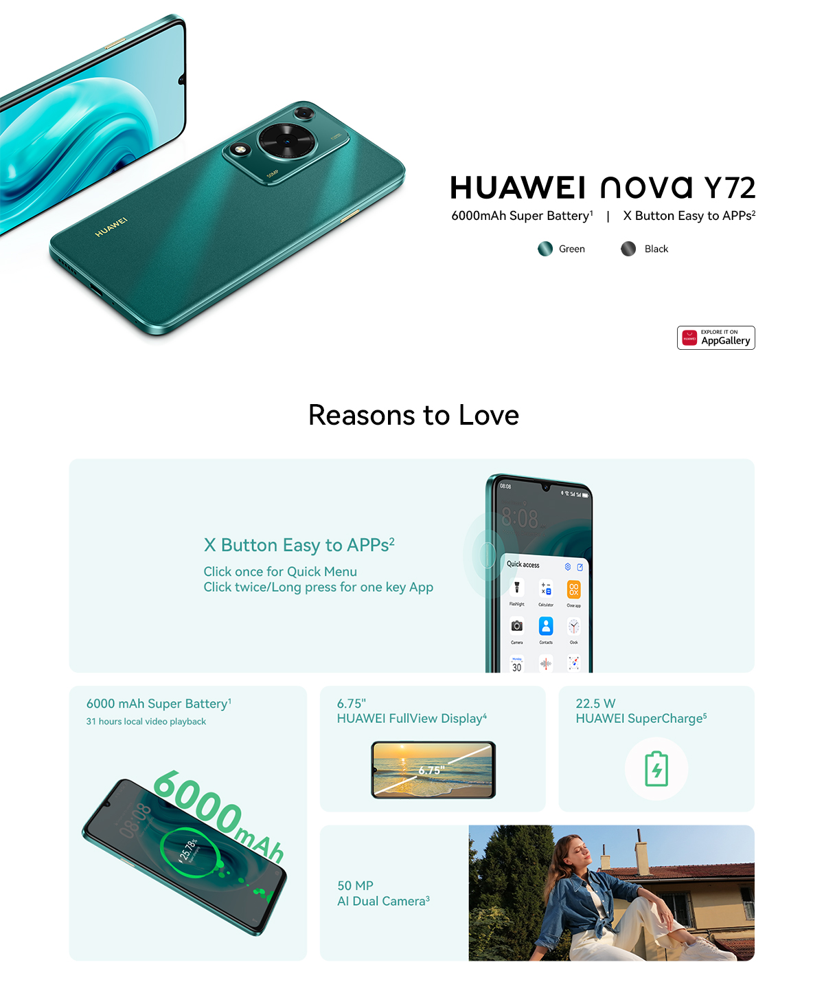 HUAWEI NOVA Y72 4G (8GB RAM + 128GB ROM) |22.5W SuperCharge | 6000mAh ...