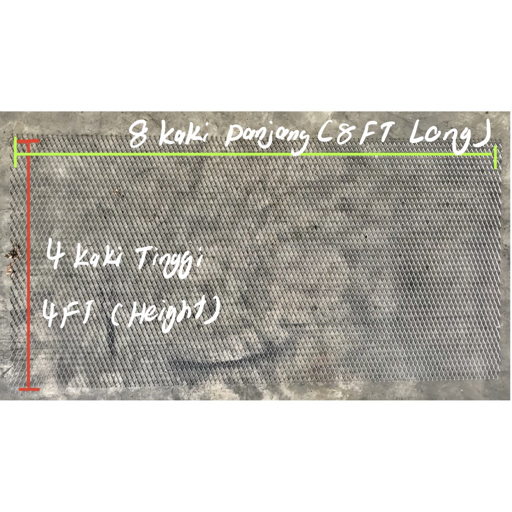 MILD STEEL EXPANDED METAL(SIZE) 7503 4 KAKI X 8KAKI (SATU ROLL (BESI ...