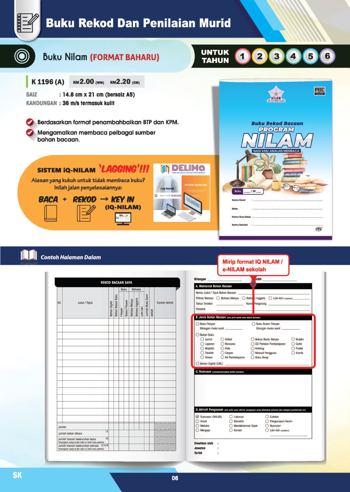 Buku Rekod Bacaan Nilam - Program Nilam - sila rujuk FORMAT (untuk SK ...