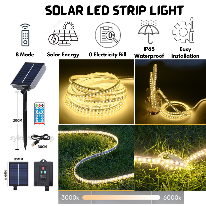 Solar Strip Light Lampu Solar Outdoor Waterproof Lighting Strip Light ...