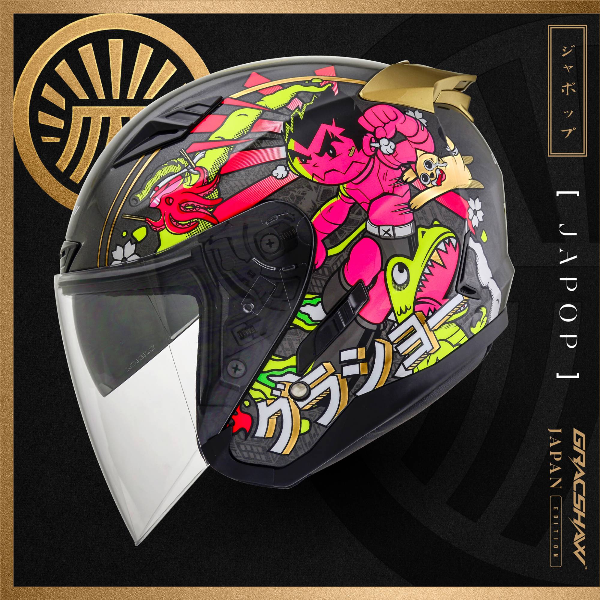 Gracshaw G535 Gennex Japan Edition Japop Design Open Face Helmet ...