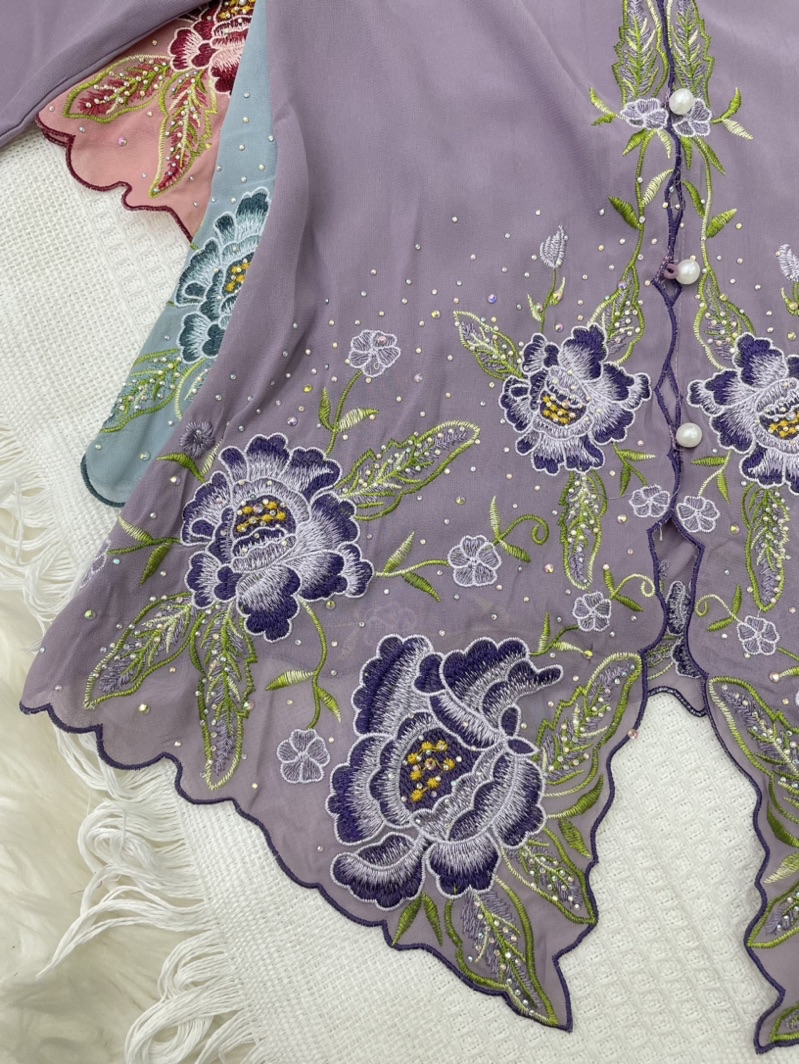 BAJU KEBAYA NYONYA CHIFFON HIGH QUALITY EMBROIDERY SIZE 36-46 | Shopee ...