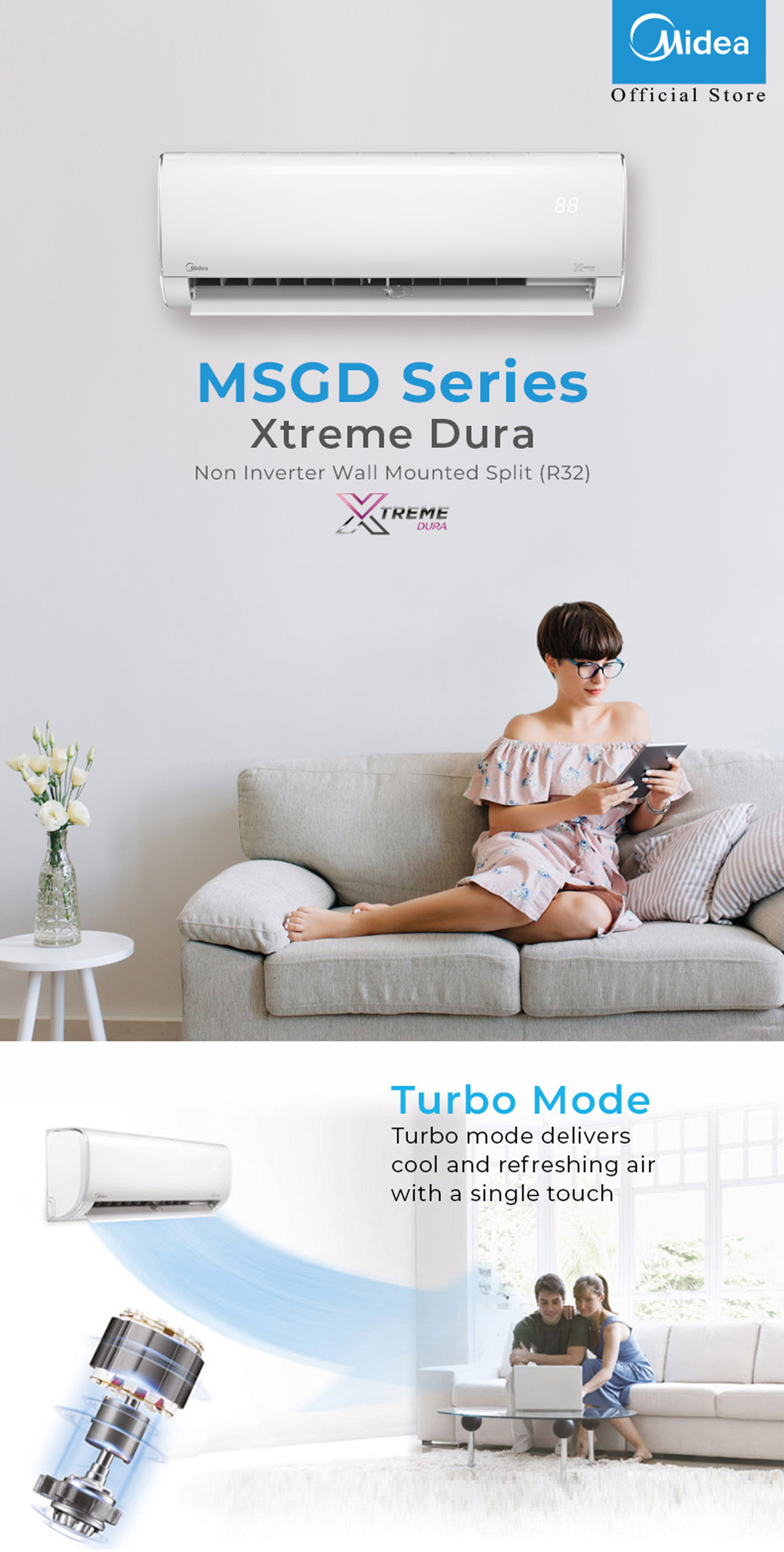 [Free Shipping] Midea (1HP / 1.5HP / 2.0HP / 2.5HP) R32 Inveter Air Conditioner With Ionizer ...