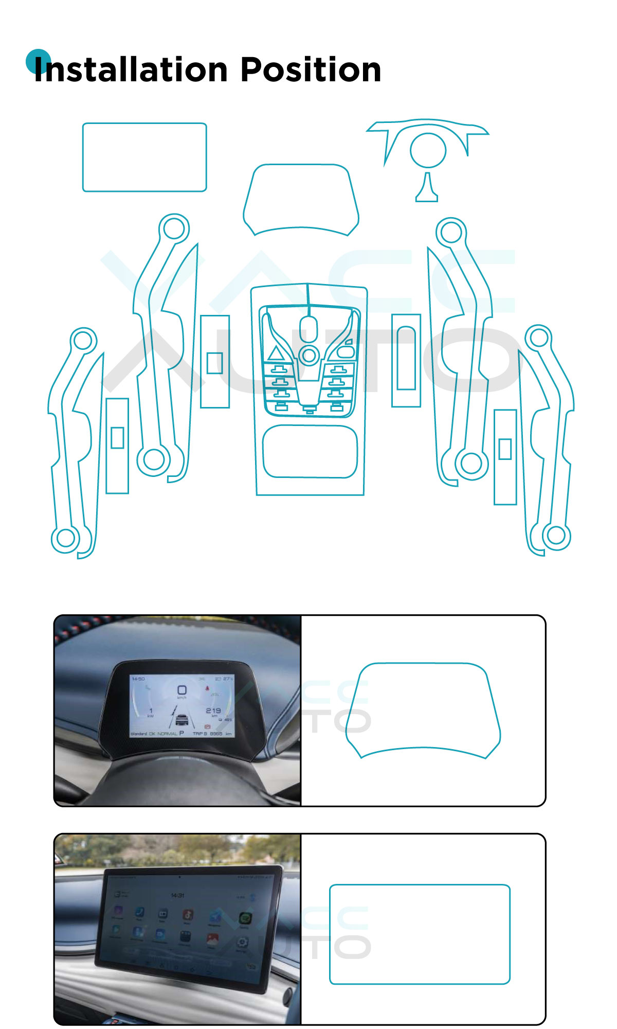 VACC AUTO Transparent TPU Interior Protector Film Scratch Resistant ...