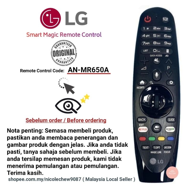 Original LG AN-MR650A Smart Magic Remote Control With Voice & Mouse ...