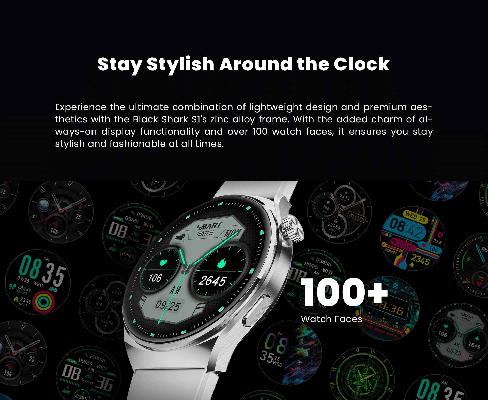 Black Shark S1 Smartwatch | Amoled Display Stunning Display | 100 ...