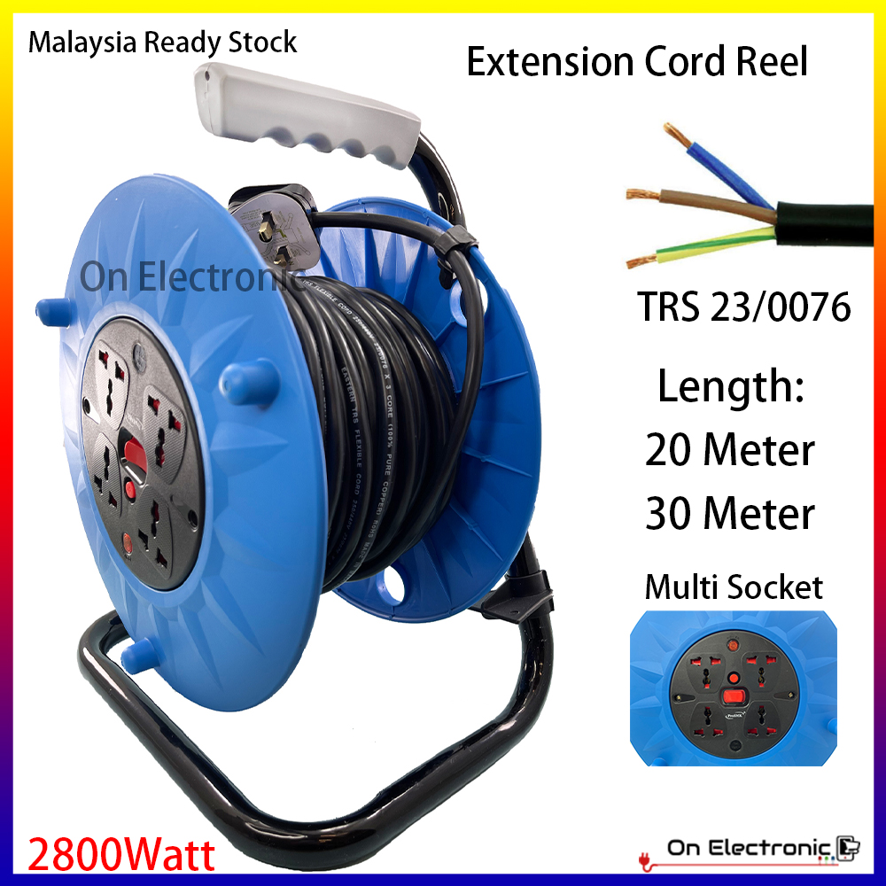 4Way Multi Heavy Duty Extension Cord Reel with Max 2800watt 30Meter ...