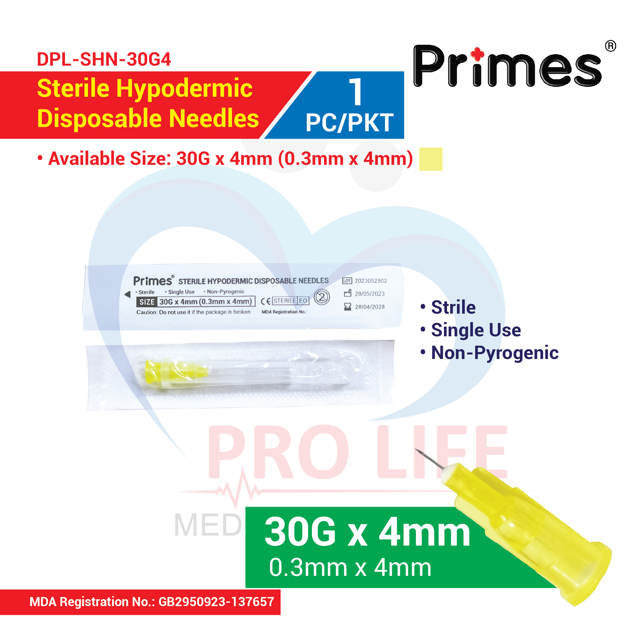 Primes Sterile Hypodermic Disposable Needle (Painless Needles/Sterile ...