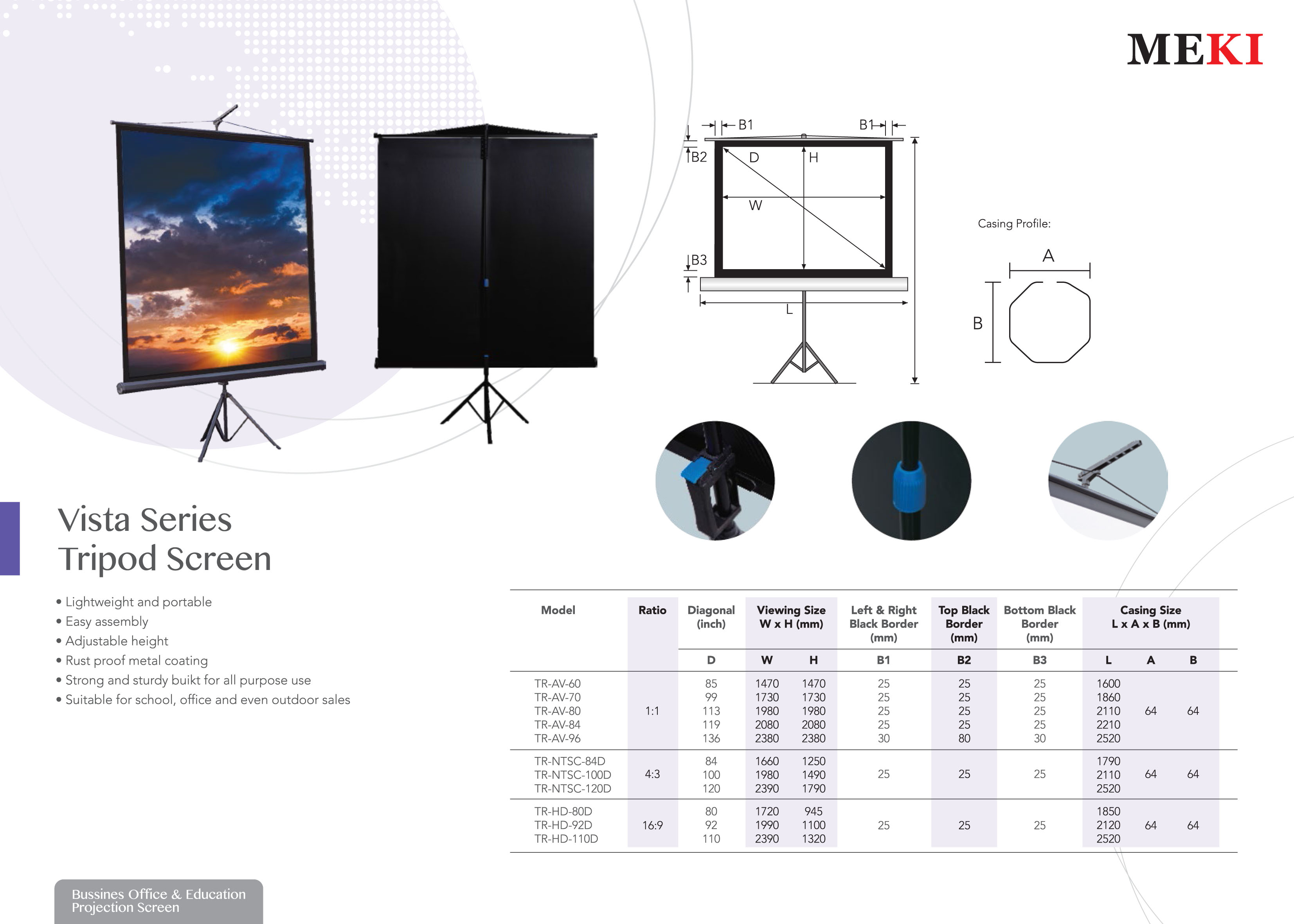Hotdeal Meki 70" x 70" ( 6 x 6 ) Portable Tripod Projector Screen Skrin ...