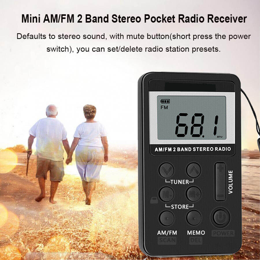Mini Radio FM Portable Digital Radio Player LCD Display with Earphone ...