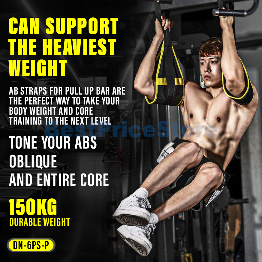 BPS Premium Heavy Duty Six Packs Ab Strap Hanging Chin Up Pair Leg ...