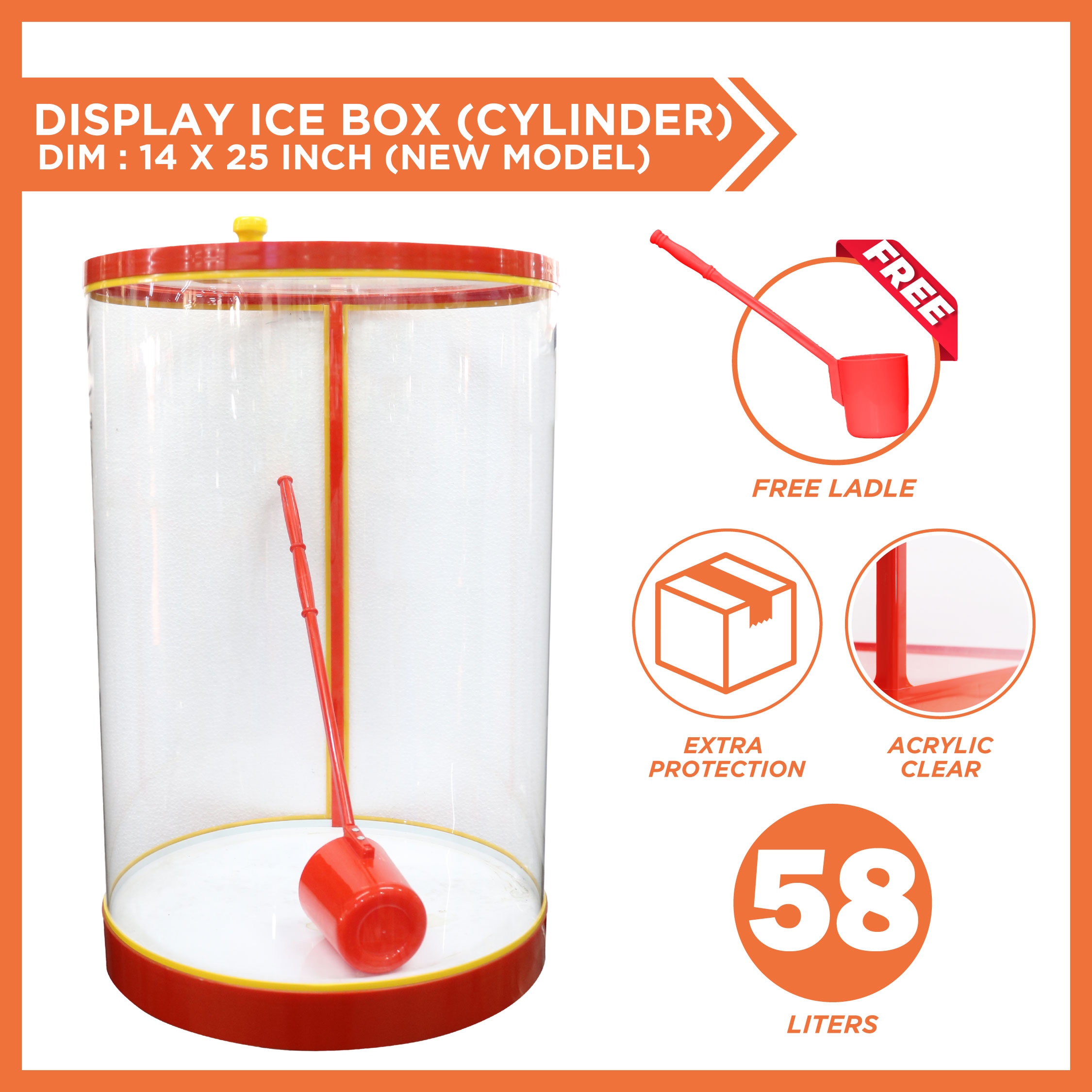 Balang Air Pasar Malam Water Container / Display Ice Box (Cylinder ...