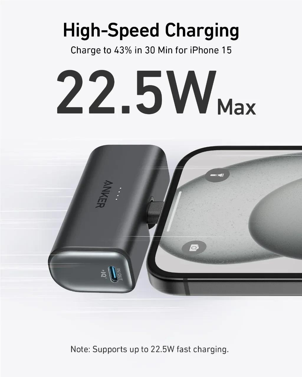 Anker A1653 Nano Power Bank with Built-in Foldable USB-C Connector | 5 ...