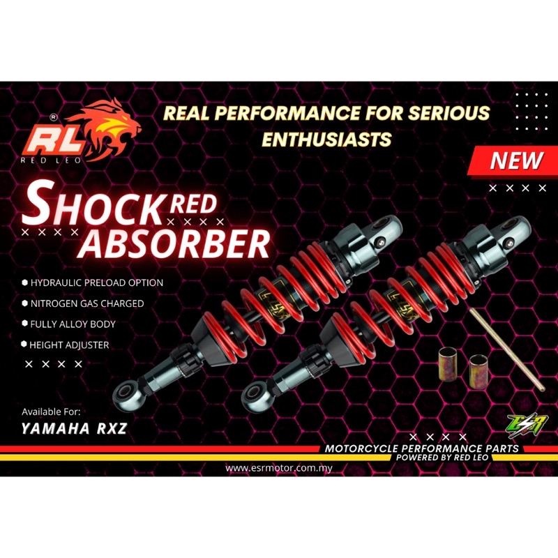 RED LEO 100% ORIGINAL ABSORBER RXZ PNP ADJUSTABLE ABSORBER【BLACK/RED ...