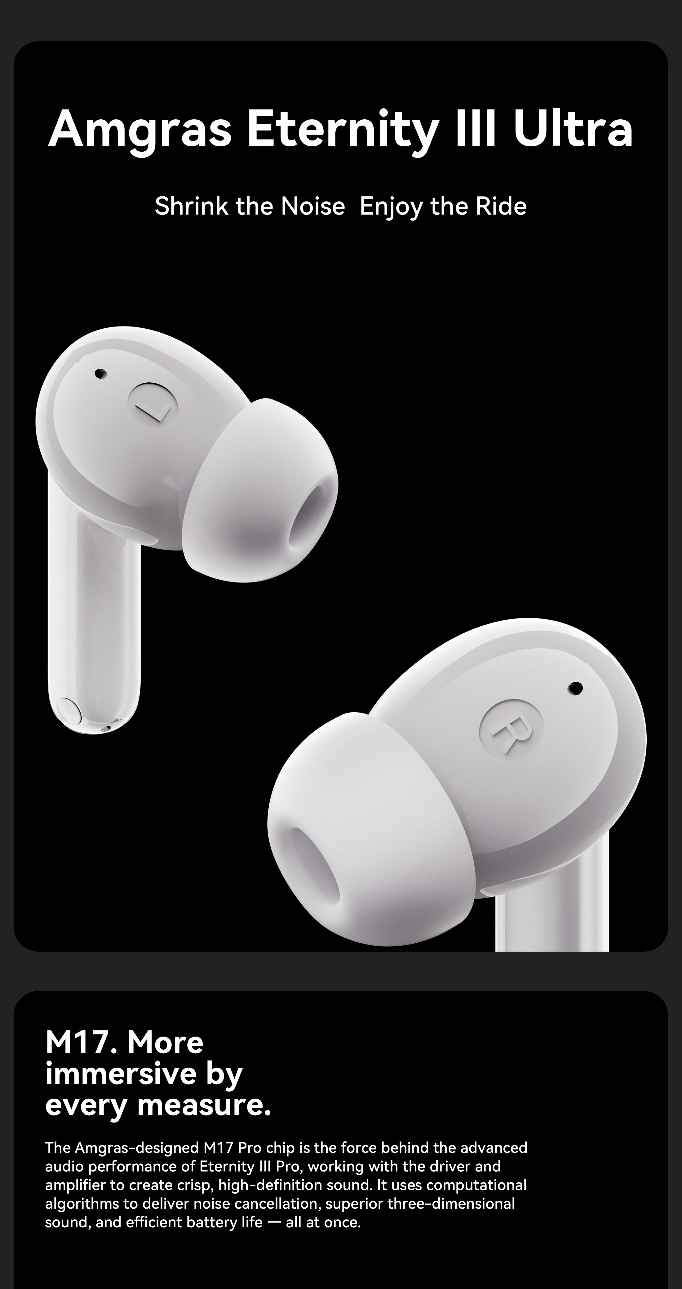 Amgras Eternity Ⅲ Ultra ANC Noise Reduction Wireless Earphone Bluetooth ...
