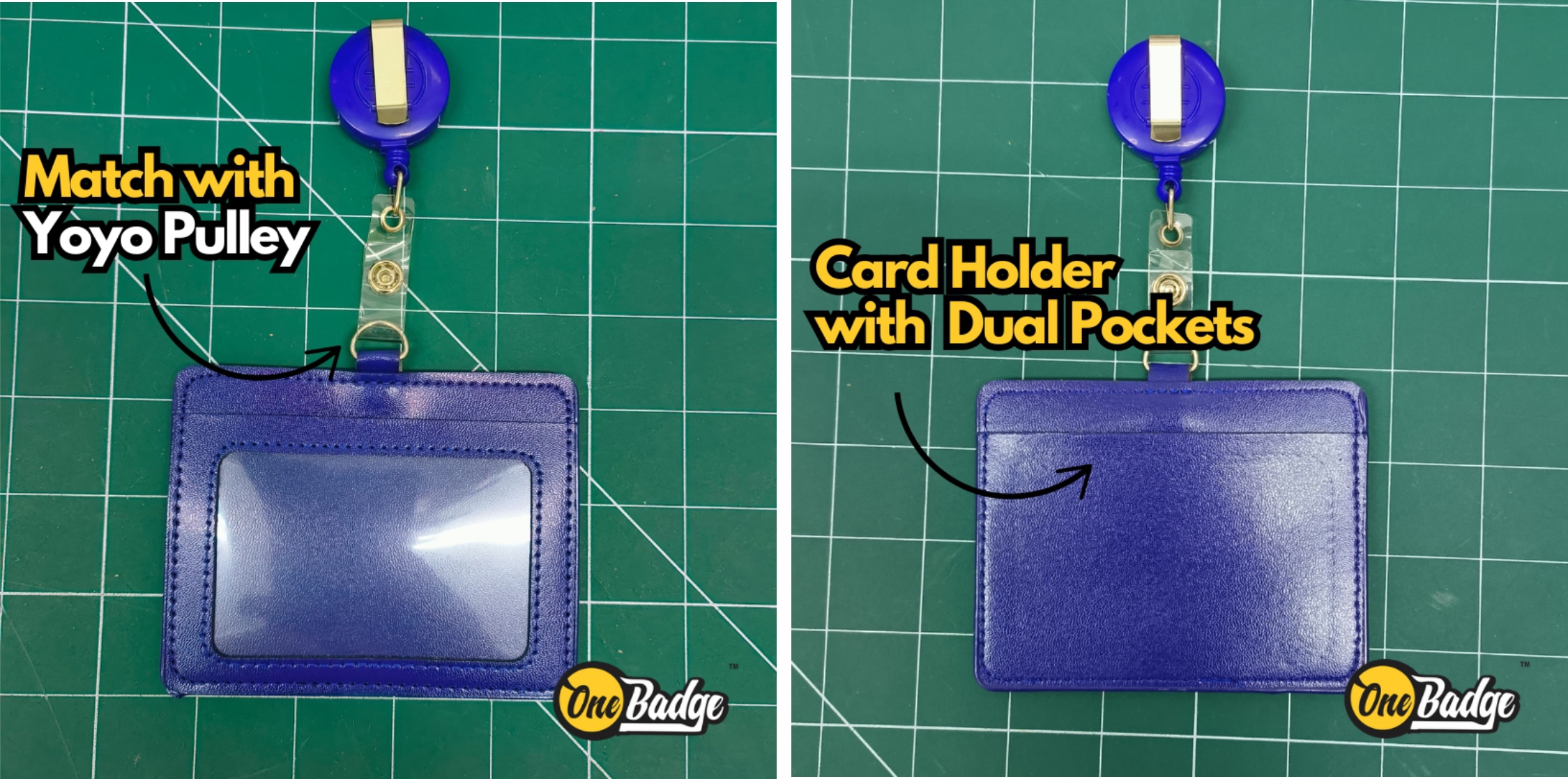 Horizontal DOUBLE Slot PU Leather ID Card Holder | Landscape Dual ...