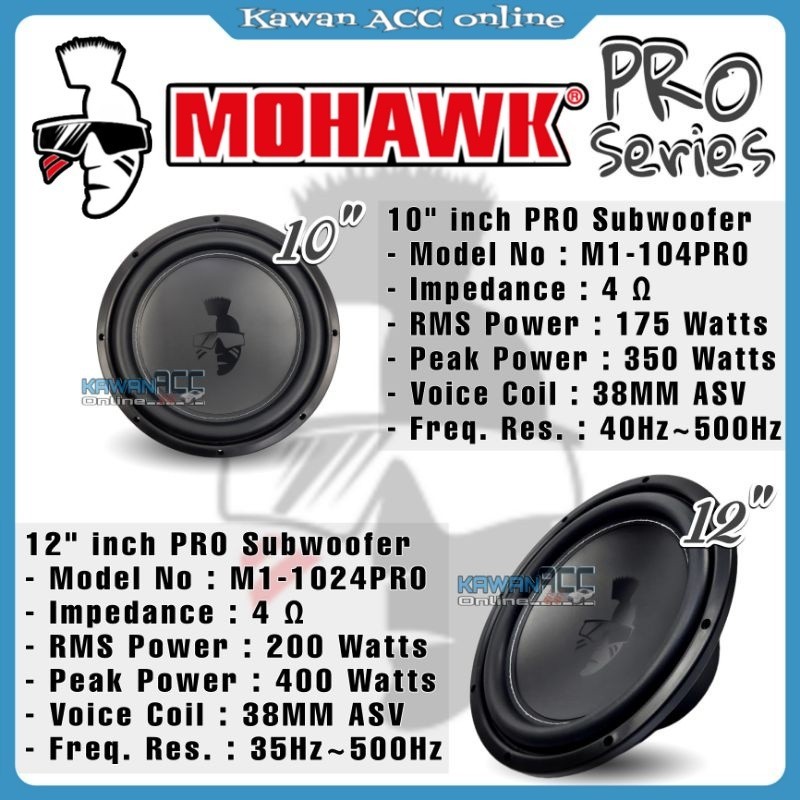 MOHAWK PRO-Series 10" / 12" inch Pro Subwoofer **100%Original** M1 ...