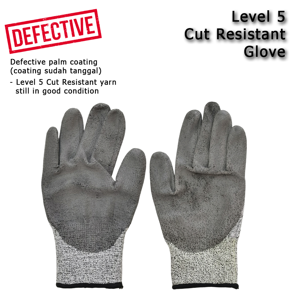 [DEFECT] Level 5 Cut Resistant Palm Coated Grip Hand Glove / Anti-Cut ...