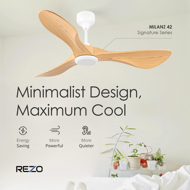 Rezo Milanz 52" 42" LED DC motor Remote Control Ceiling Fan / Kipas ...