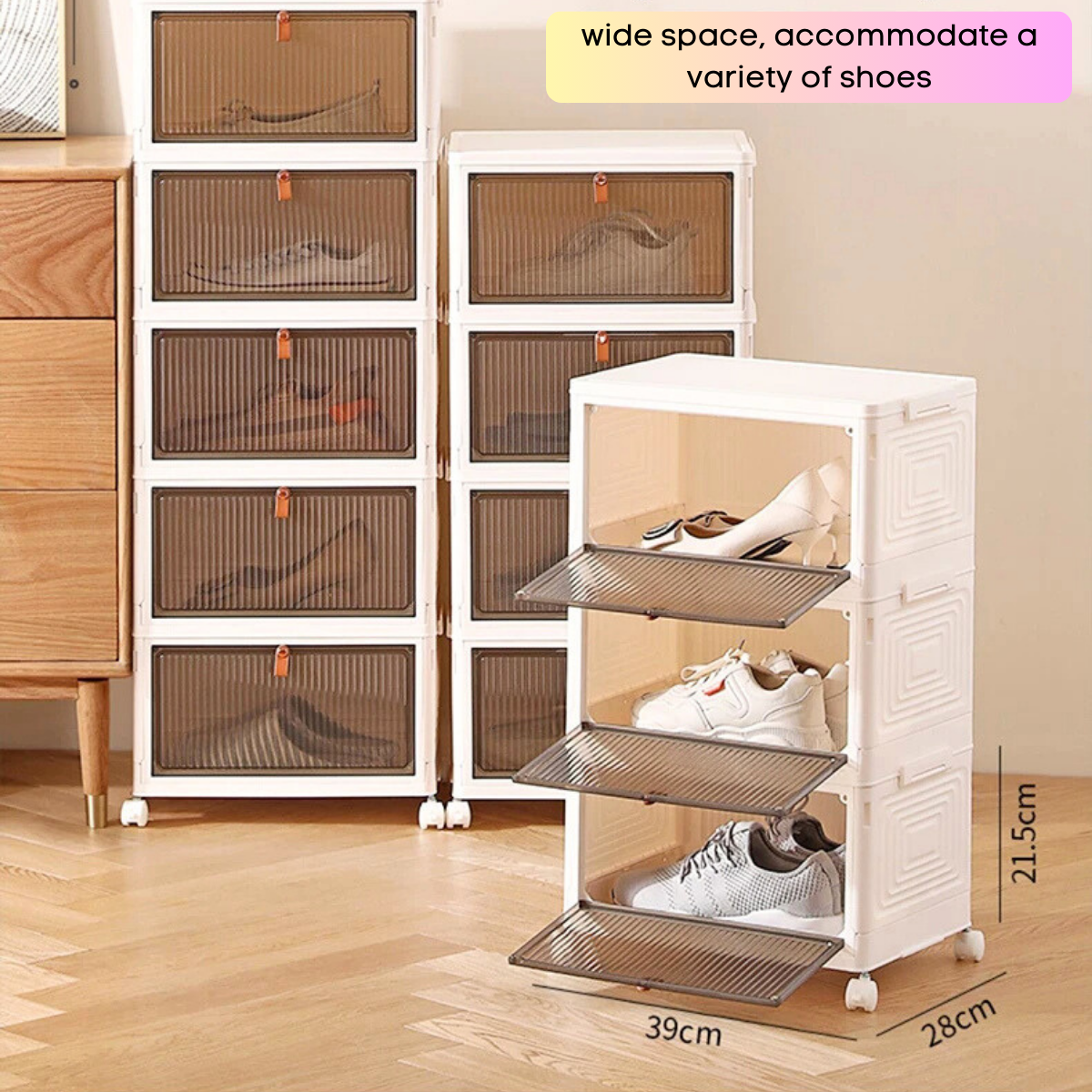 Shoe Storage Rak Kasut Bertutup Foldable Shoe Rack Foldable Storage Box ...