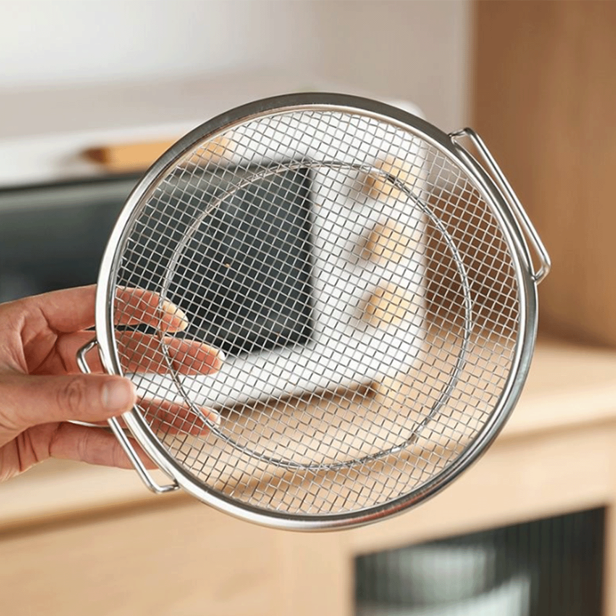 Kitchen Stainless Steel Strainer Oil Leaking Mesh Fry Food Drainer Oil ...