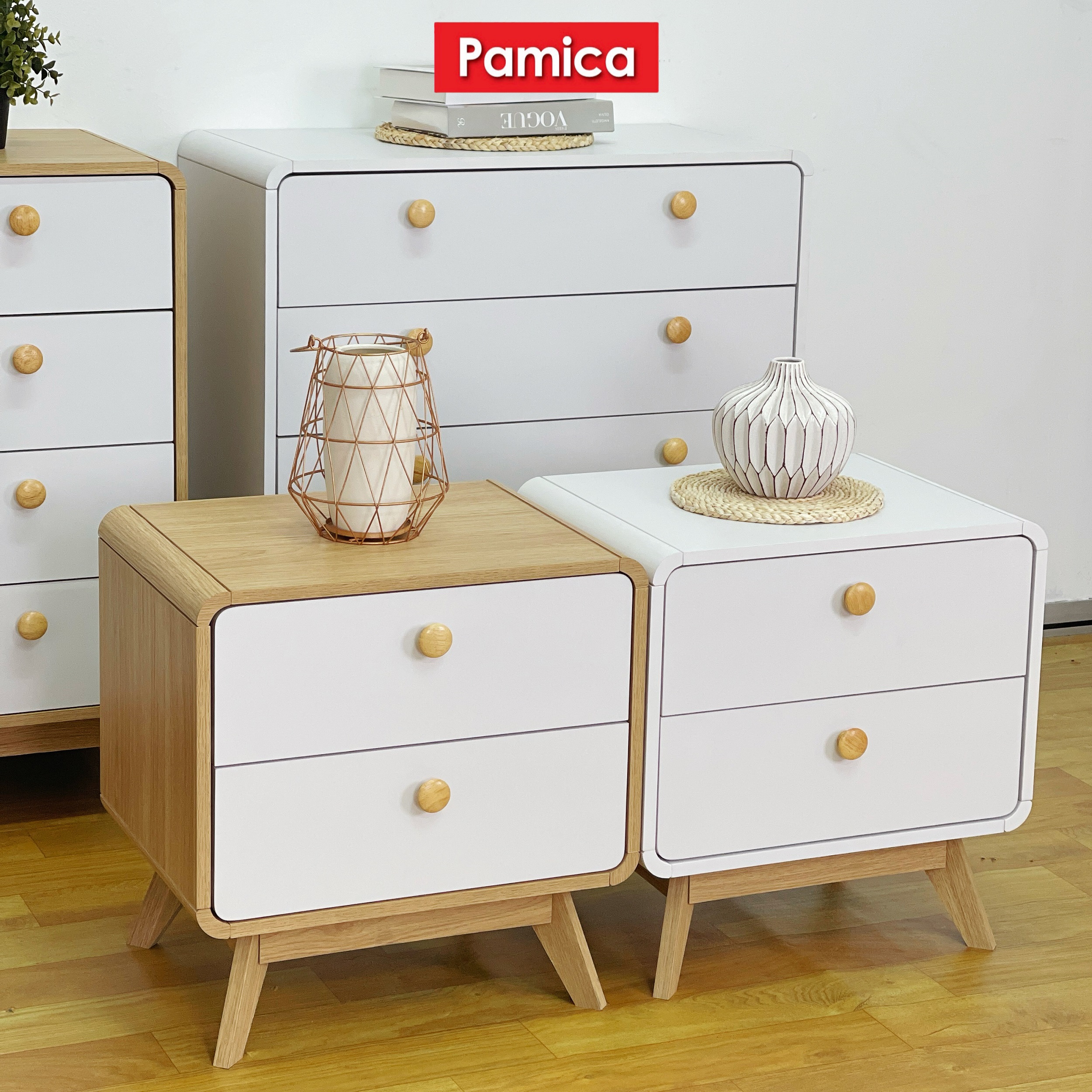 PAMICA Glasgow Muji Nightstand 2 Drawers Chest Modern Furniture Storage ...