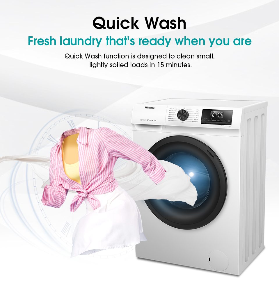 HISENSE 7KG Steam Function Inverter Front Load Washer Washing Machine ...