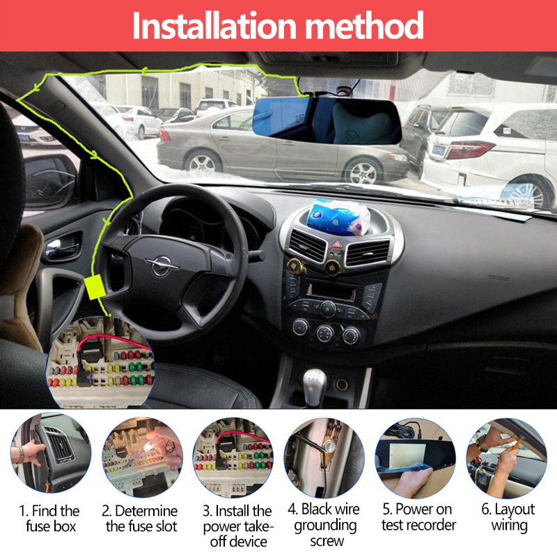 Buck Line USB Car Charger Hard Wire kit For Dash Cam Reaview Mirror 24H ...