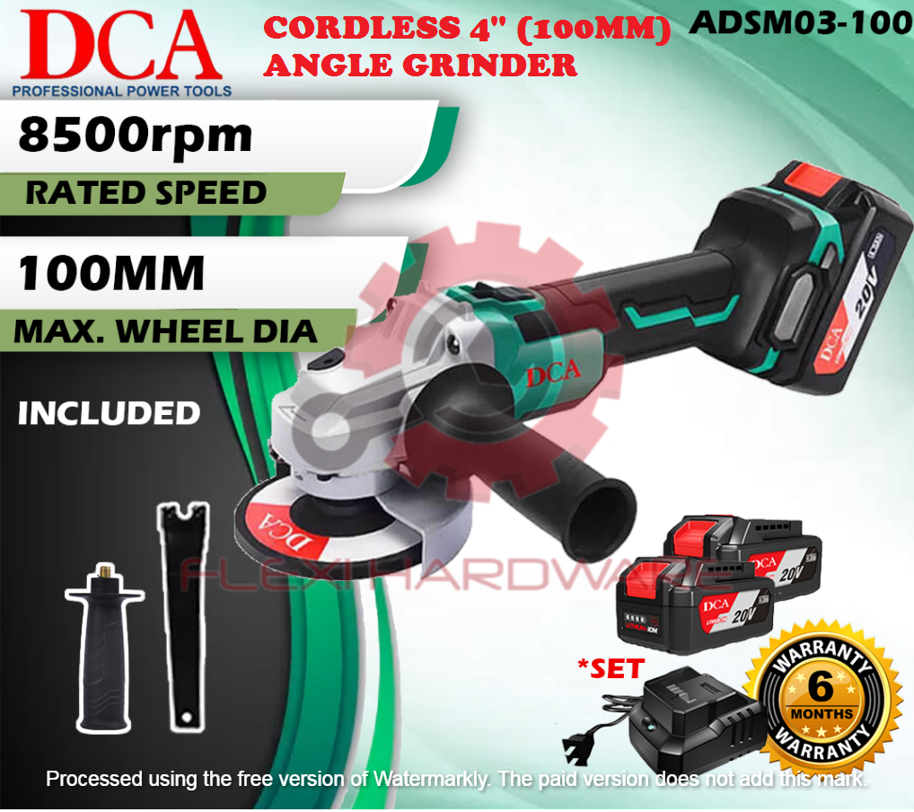 DCA 4'' 100mm Cordless Brushless Angle Grinder - 6 Months Warranty ...