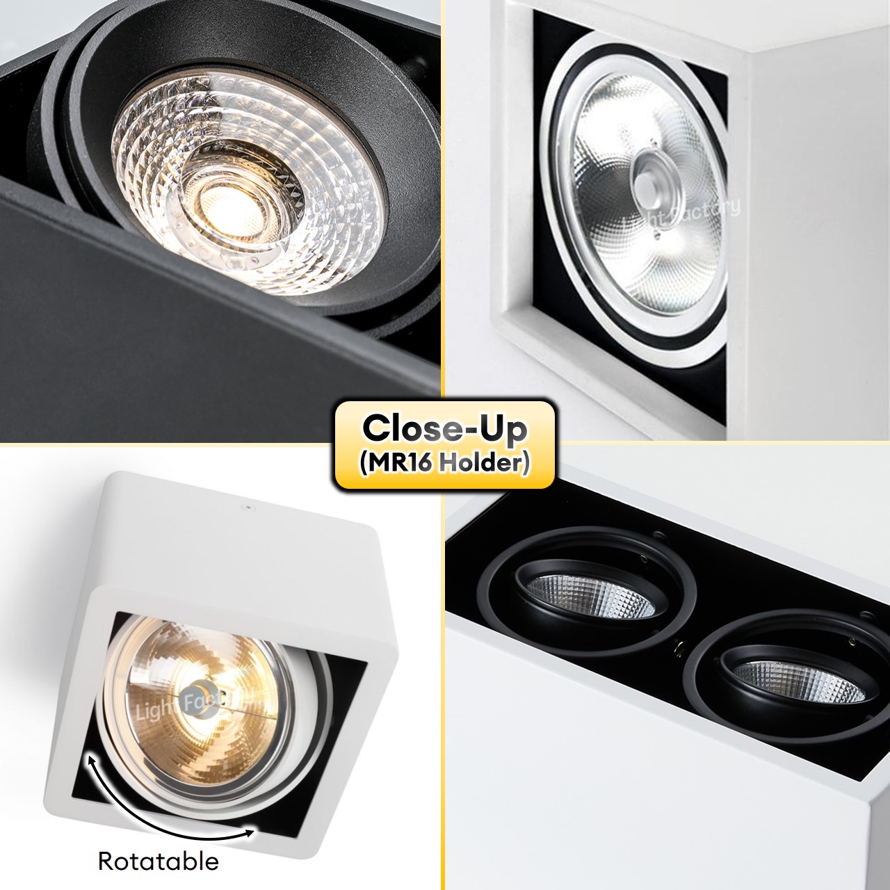LED Surface Spotlight Eyeball Fitting GU10 MR16 Holder 1 Head 2 Head ...