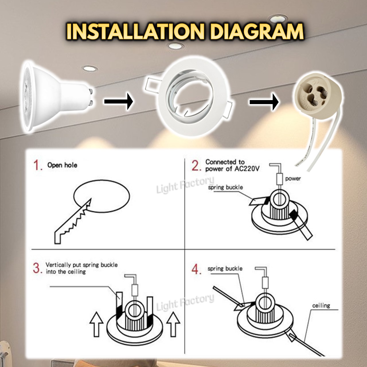 🔥SET🔥LED Eyeball Casing/Fitting MR16 GU10 Spotlight Downlight DL/CW/WW ...