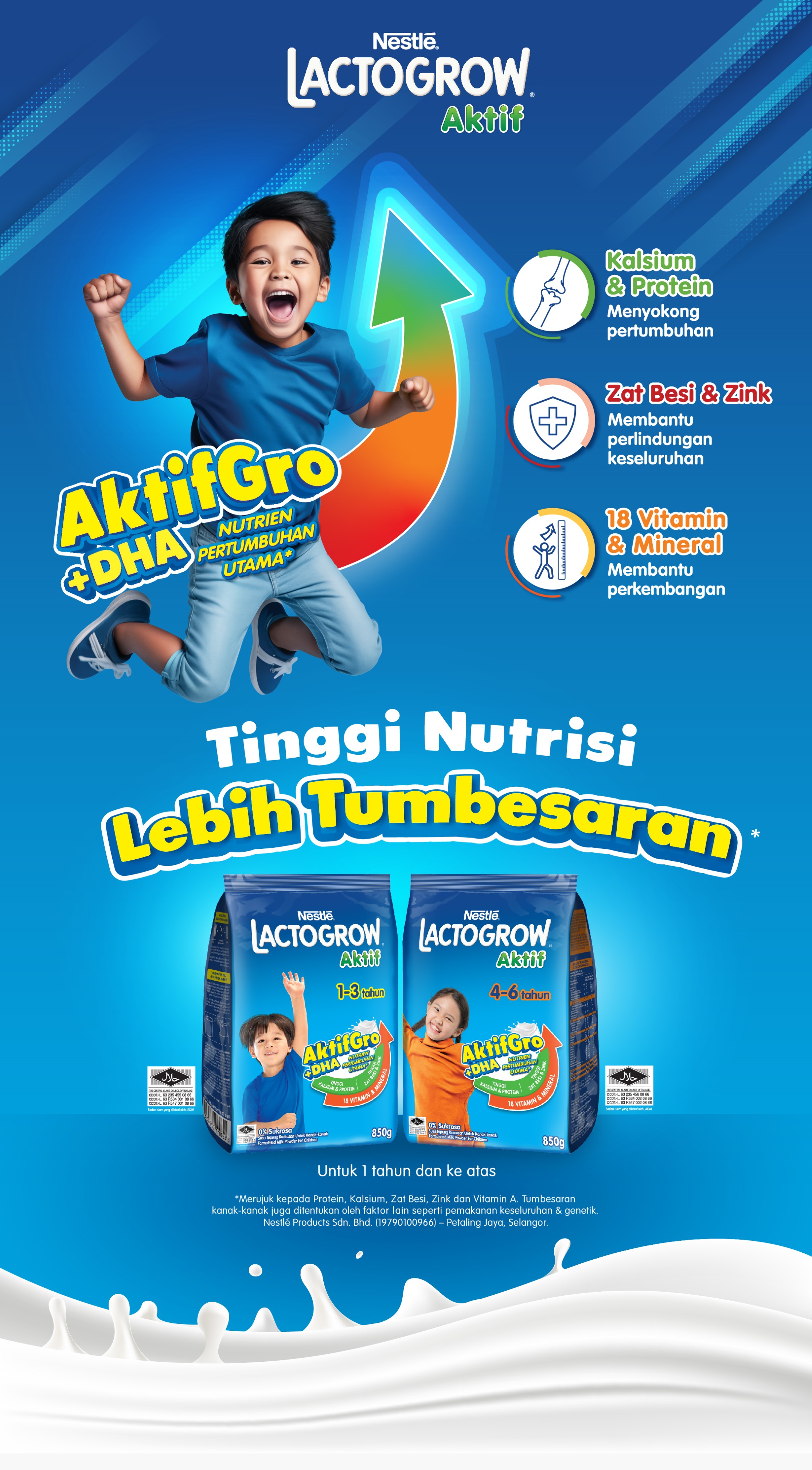 NESTLE LACTOGROW AKTIF Step 1-3 850g | Shopee Malaysia