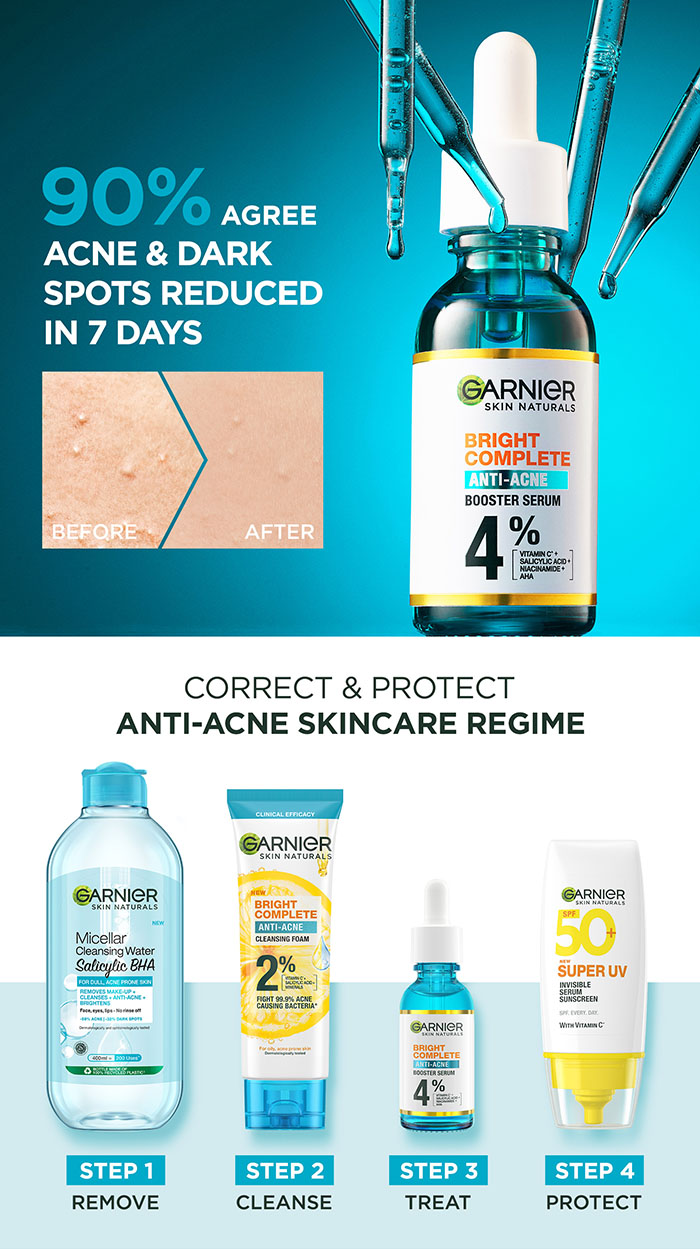 Garnier Bright Complete Anti Acne Booster Serum 30ml Reduce Acne
