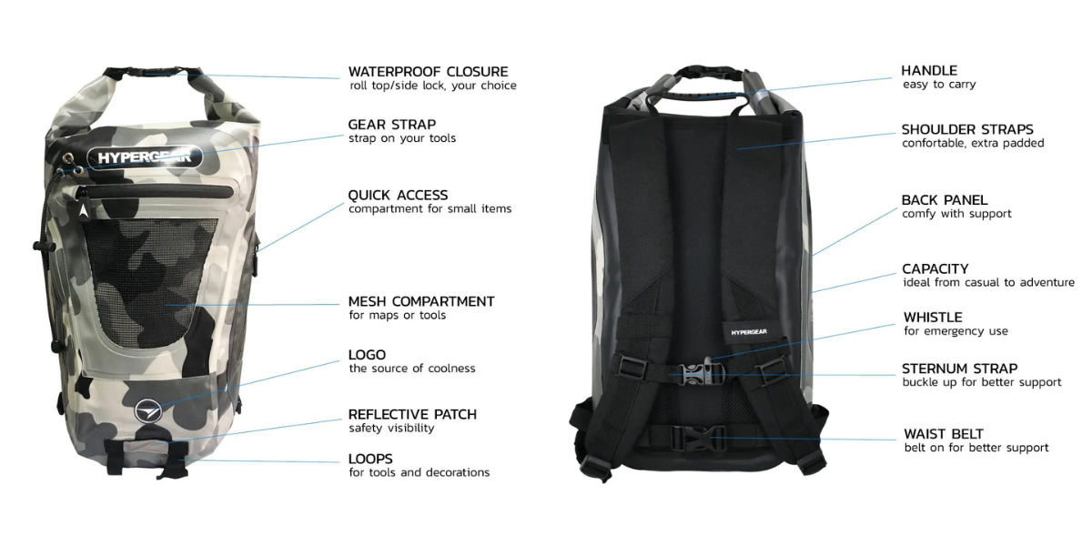 Hypergear Dry Pac Tough 20L Fast Slot Adapt Waterproof Durable Hiking ...