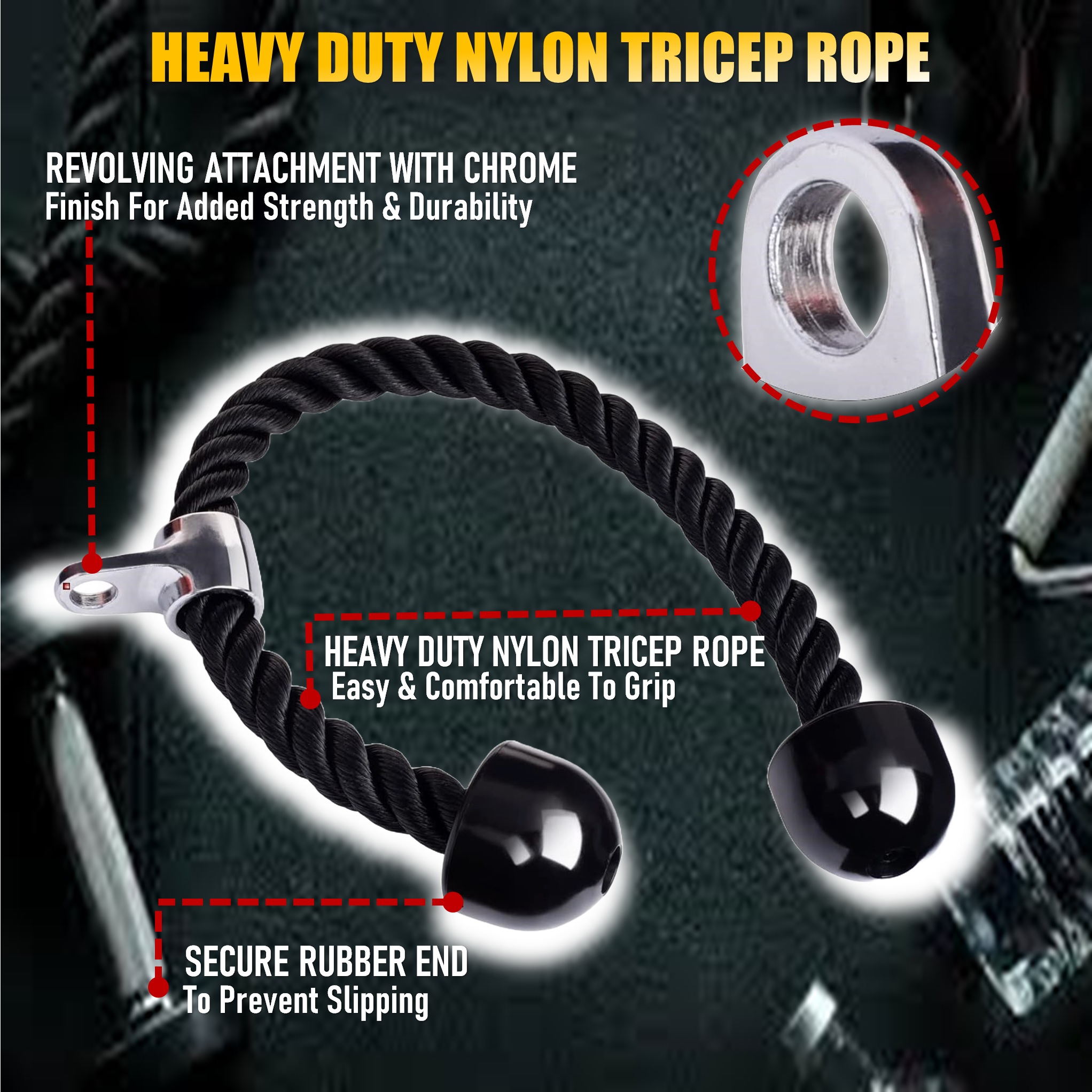 ADSports Heavy Duty Tricep Rope Gym Press Pull Down Arm Rope Push Pull ...