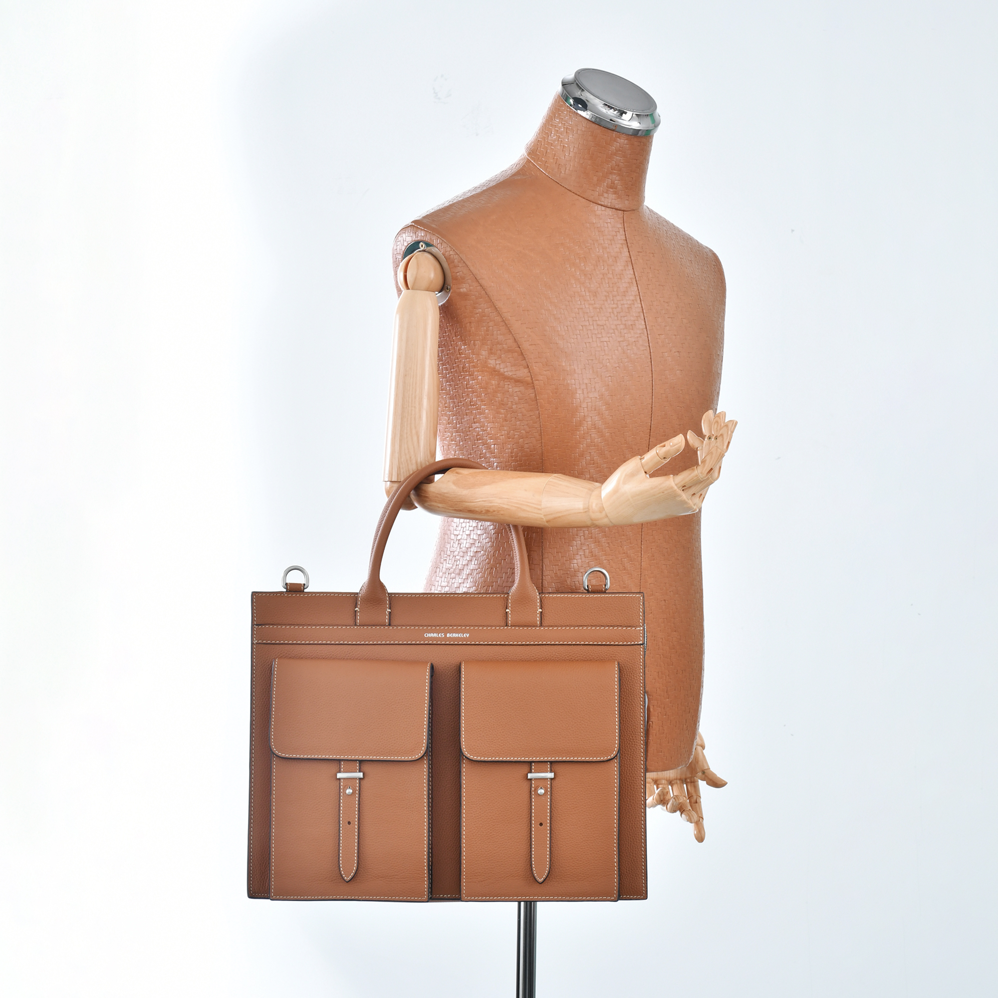 Charles Berkeley HEMSLEY Men's Leather Briefcase Laptop Bag Document ...