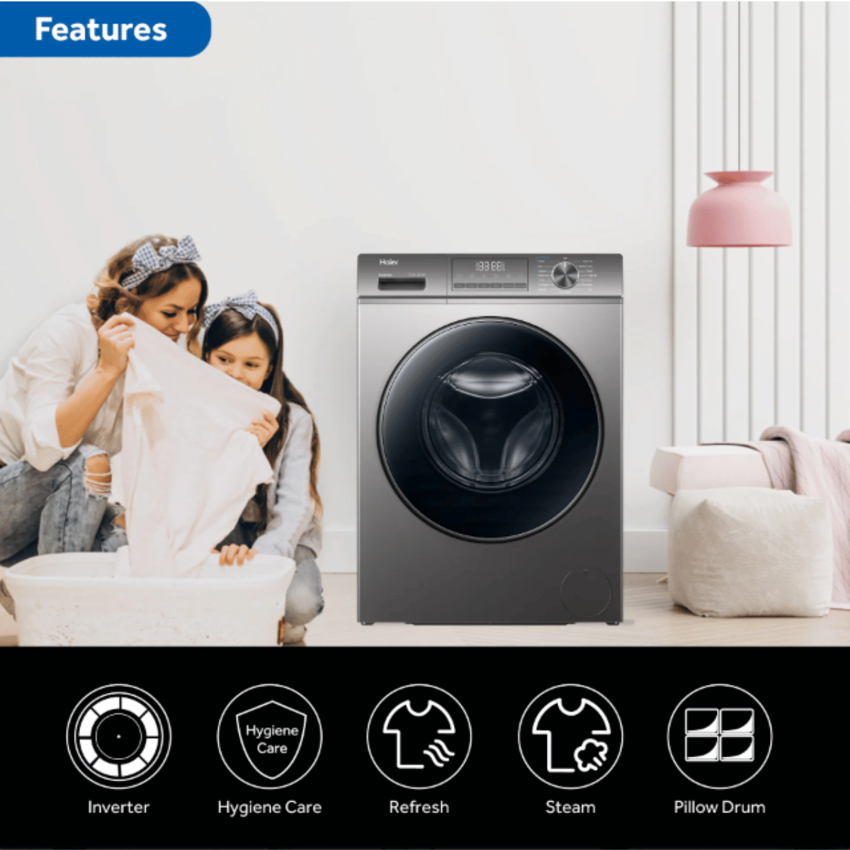[COMBO SET] Haier Inverter Front Load (10KG) HWM100-FD10829 & Heat Pump ...