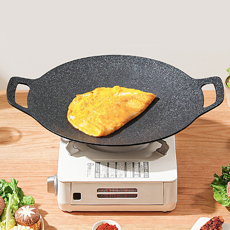 𝗨𝗡𝗜𝗙𝗢𝗥𝗠 𝗛𝗘𝗔𝗧 》Korea Non Stick Grill Pan Camping BBQ Frying Plate Tray ...