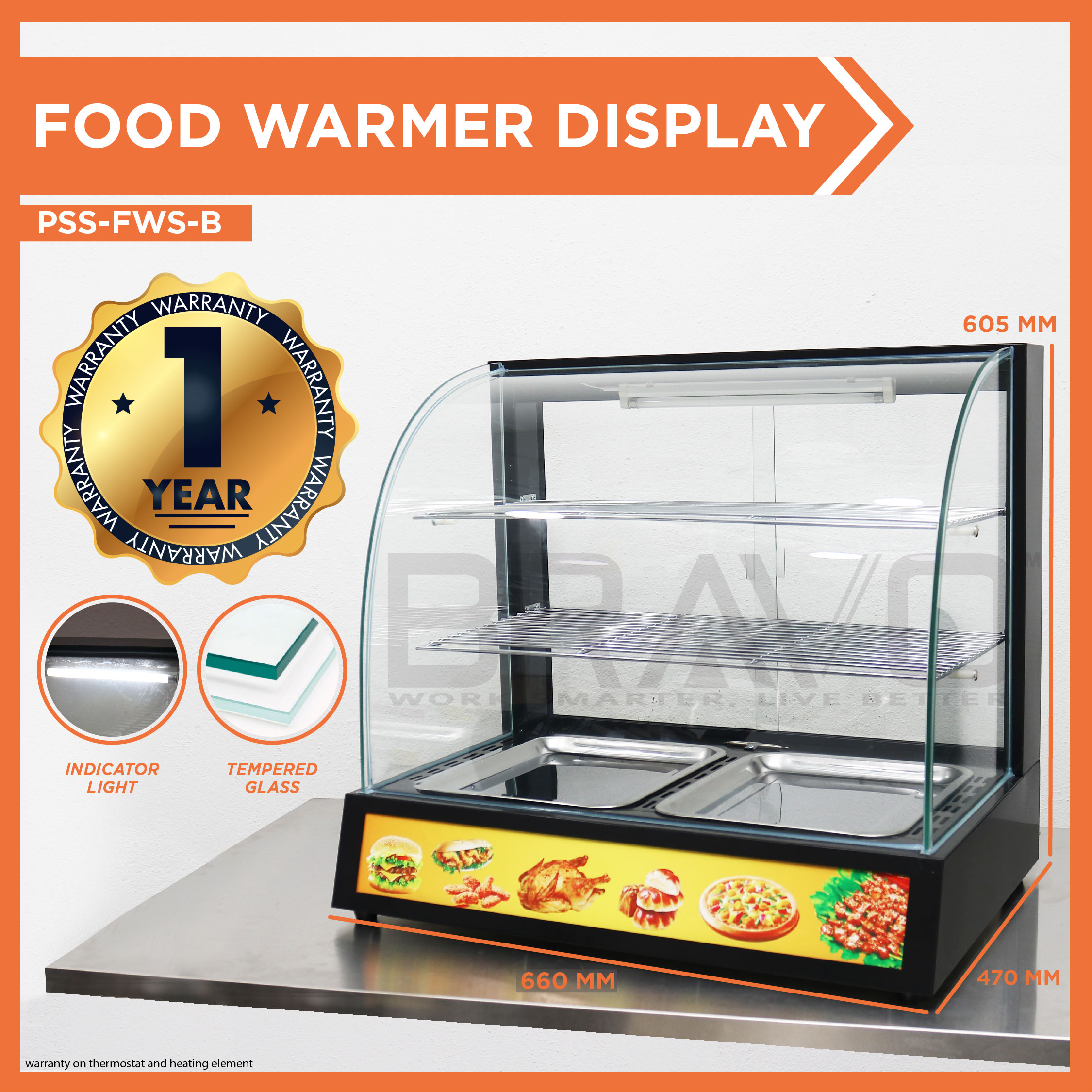 Commercial Food Warmer Display Pemanas Makanan Warmer Showcase ...