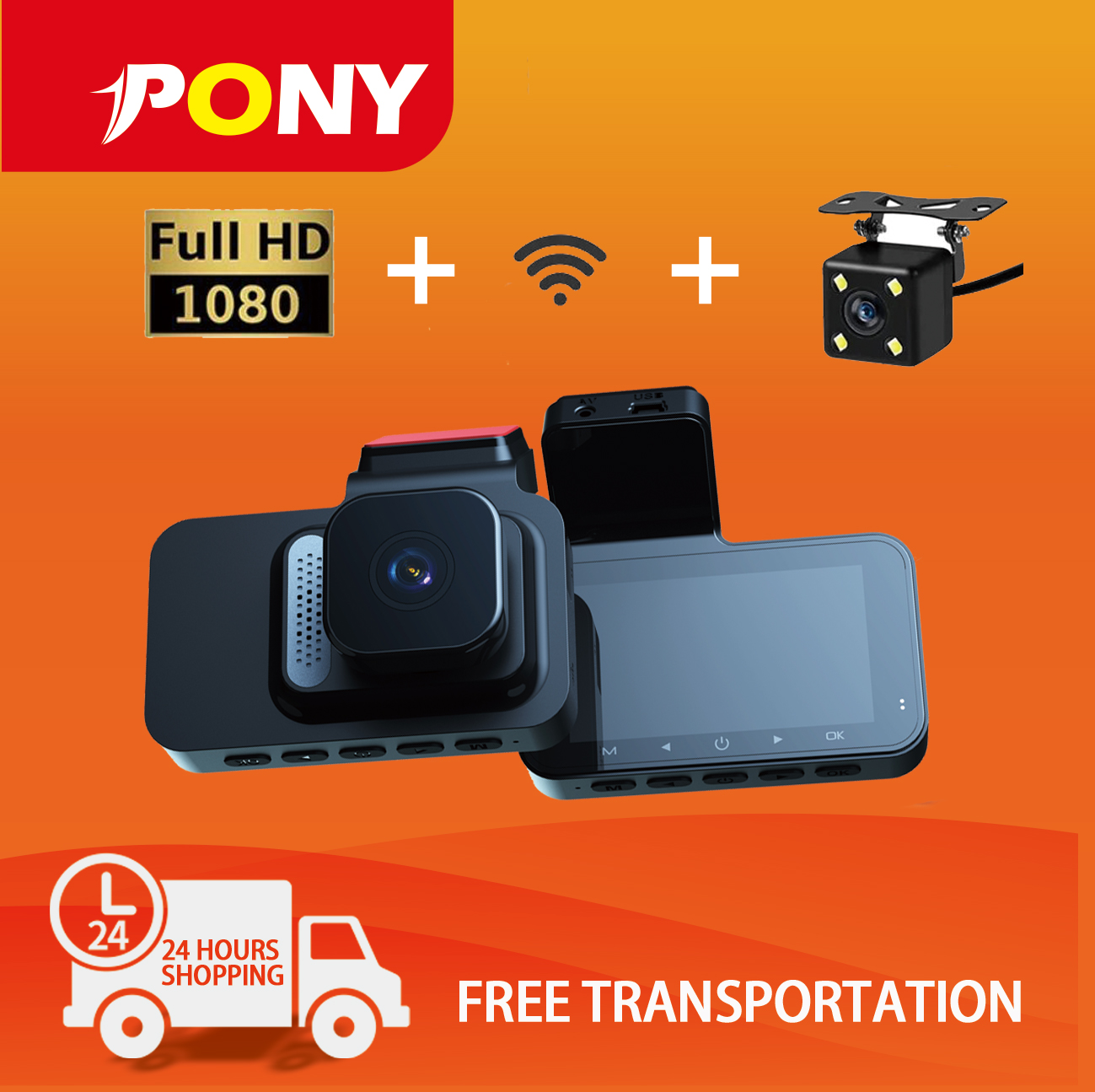 PONY 4 Inches Front and Rear Car Dash Cam Full HD 1080P With Rear ...