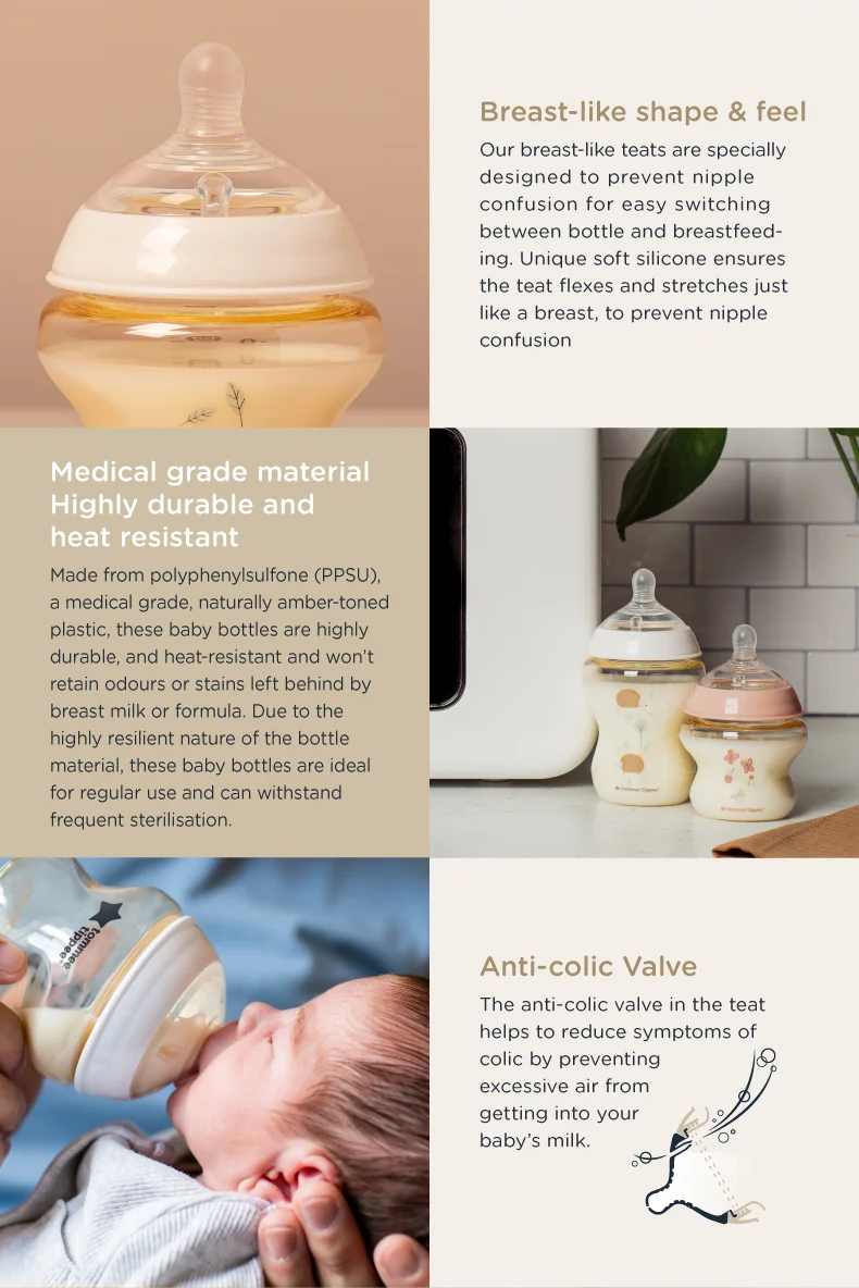 Tommee Tippee Natural Start PPSU Decorated Bottle 150ml /260ml | Baby Bottle Feeding with Super ...