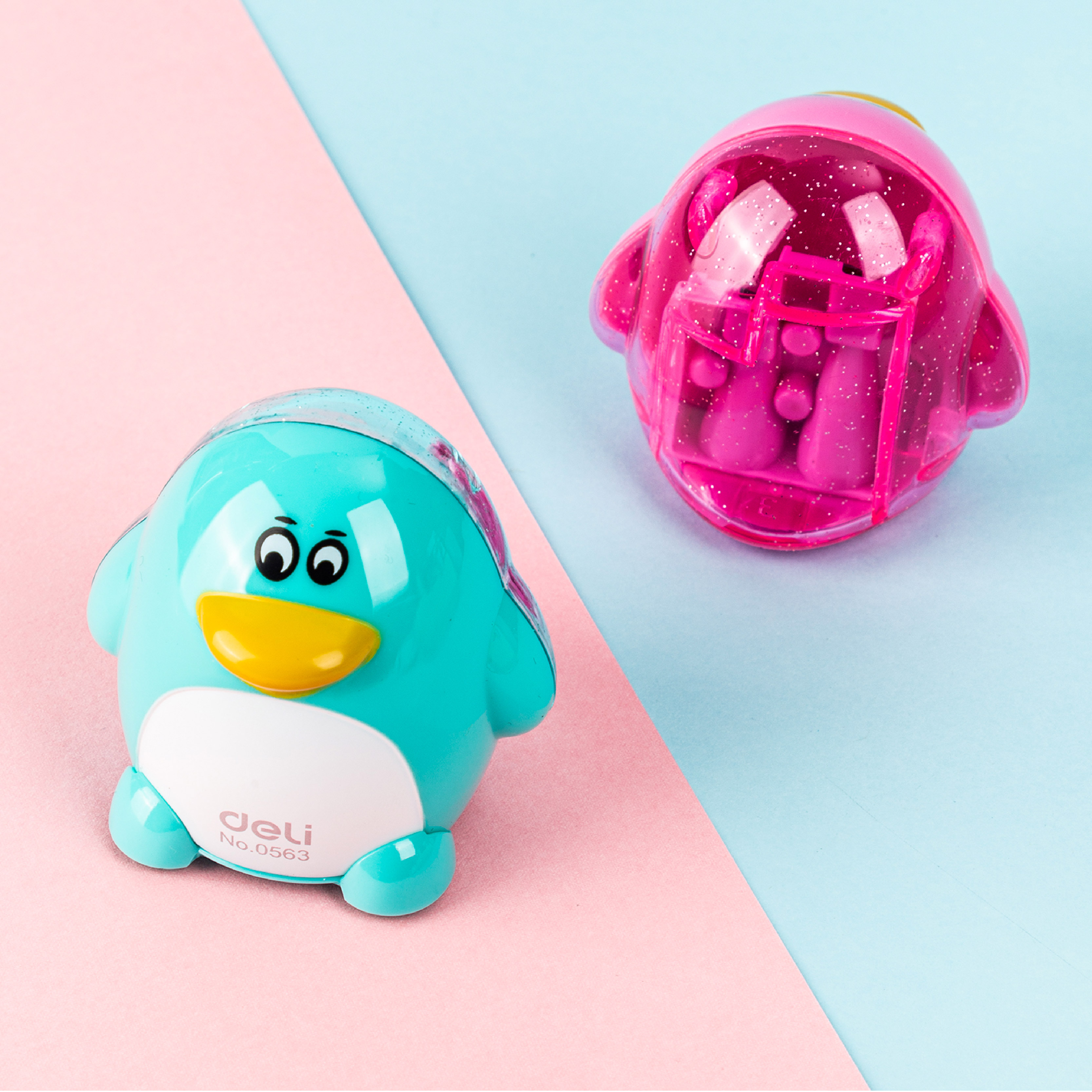 Deli Cute Pencil Sharpener Penguin Twin Hole With Bin Pengasah Pensil ...