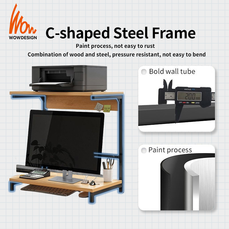 Monitor Stand With LED Light Desktop Organizer Printer Rack ...