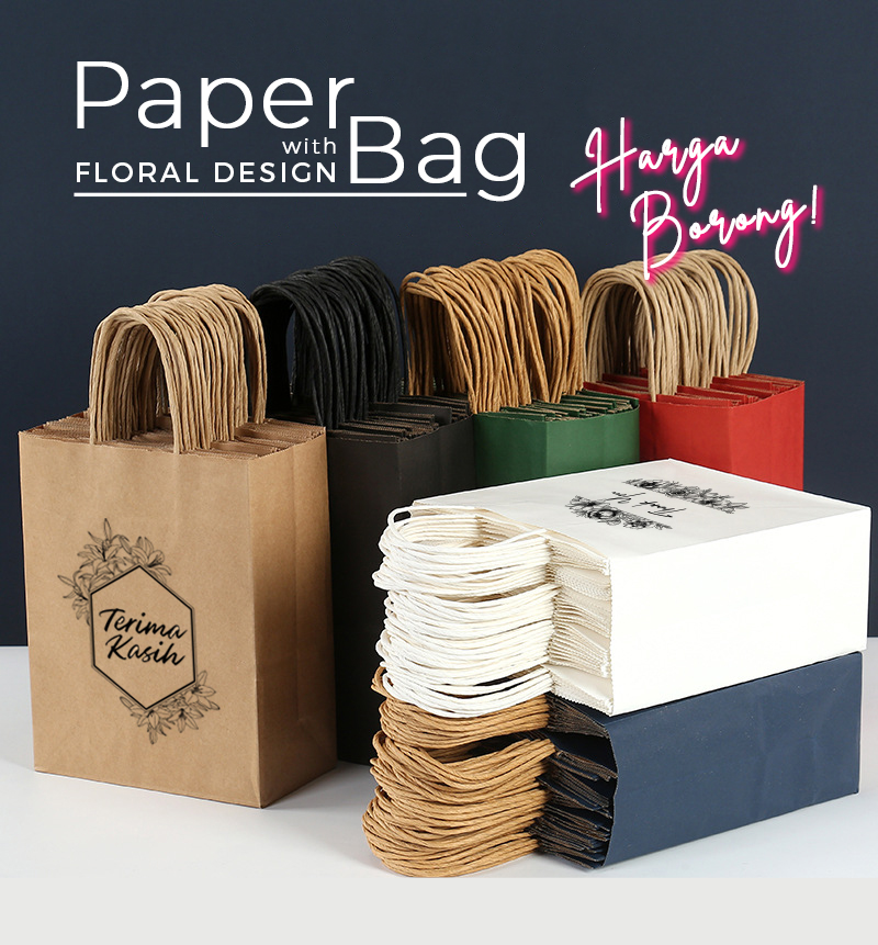 [ 50 PCS ] Paper Bag Printed Floral Design Cheapest Beg Hadiah Kenduri ...