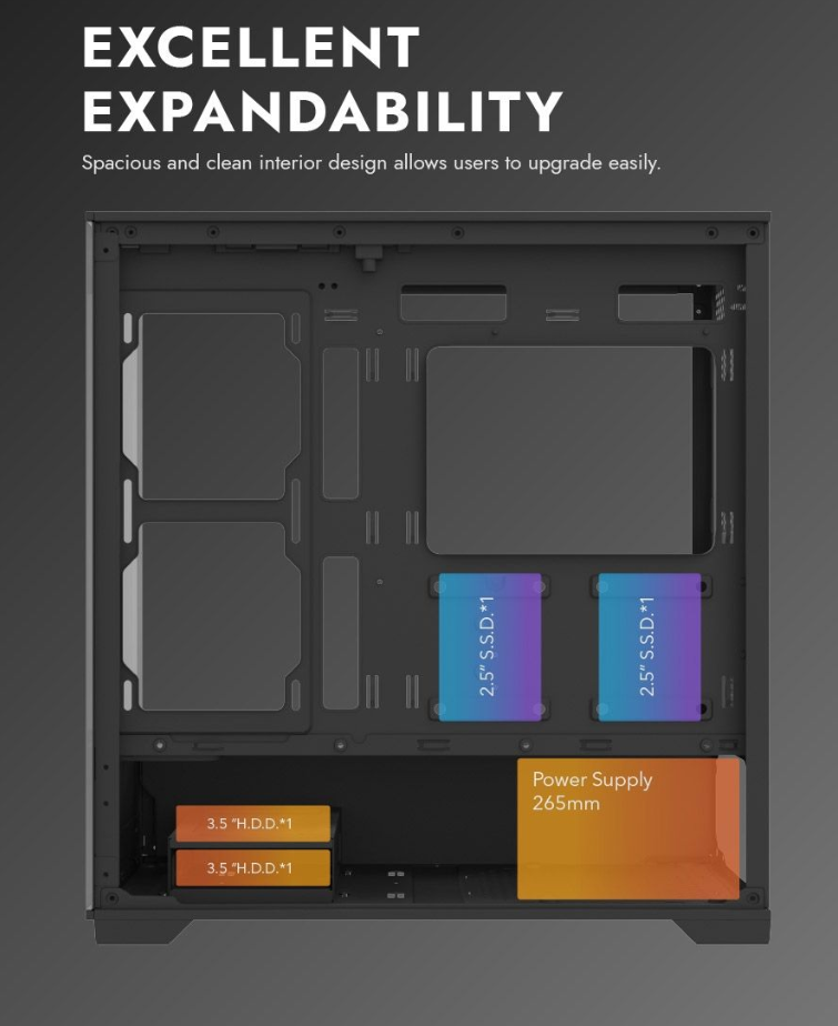 DarkFlash DK415P Tempered Glass AIGO Megaview BLACK WHITE MATX M-ATX PC ...