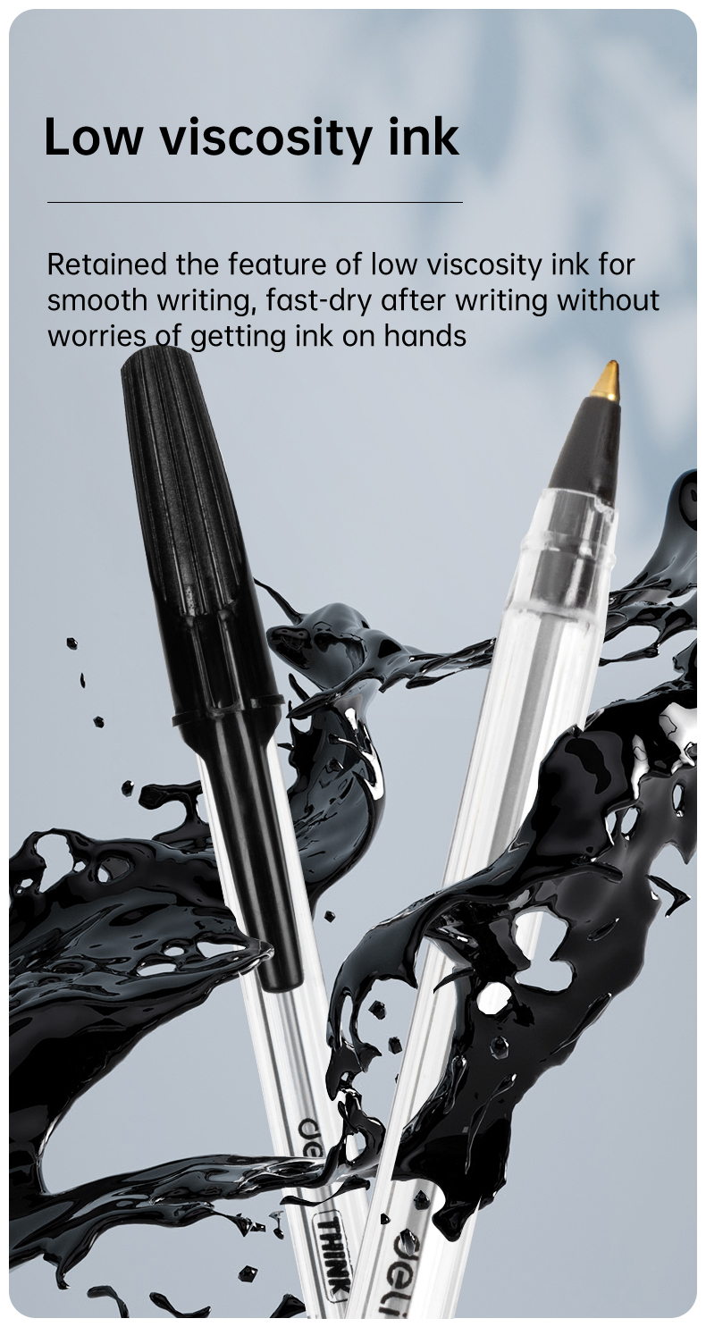 Deli THINK Series Ball Pen - Black/Blue (0.7mm) | Shopee Malaysia