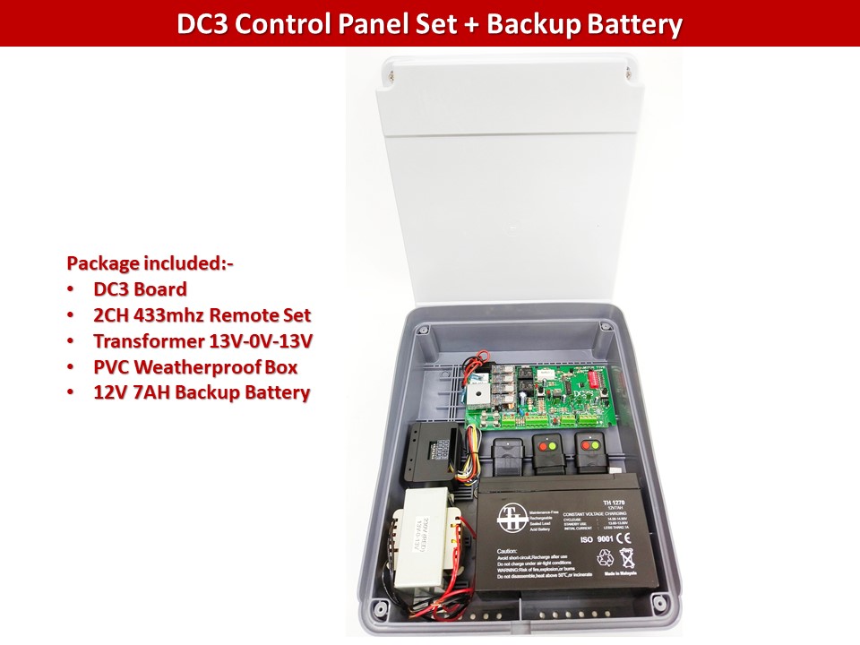 Autogate Control Panel Set - DC3 Board + 2 Channel Remote Set for ...