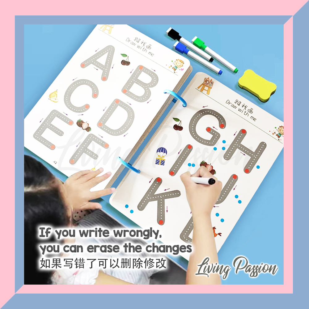 Tracing Writing Practice Exercise Book Workbook Erasable Pen Control ...