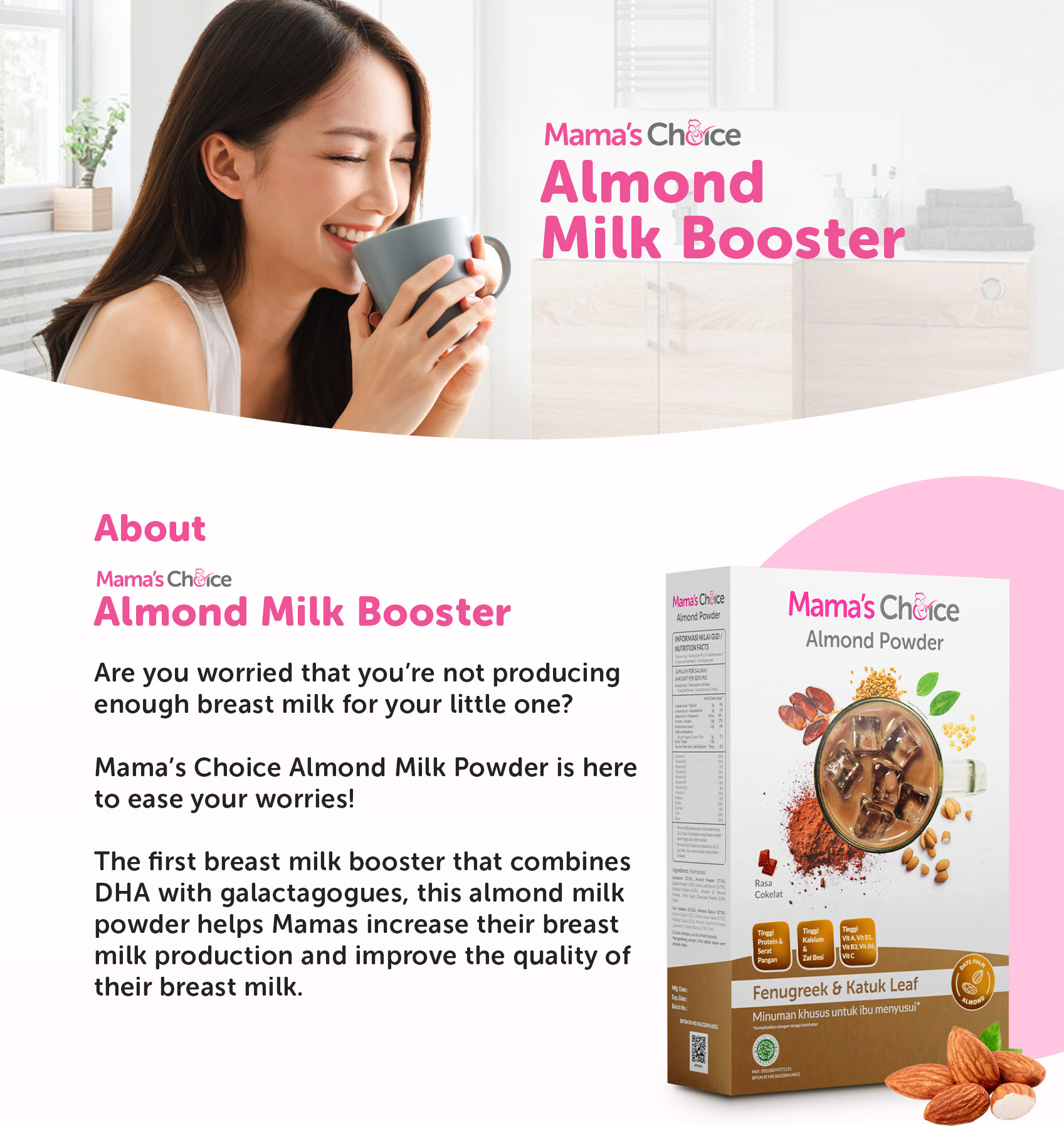 Mama's Choice Almond Milk Powder (Natural and Halal Maternity Milk ...